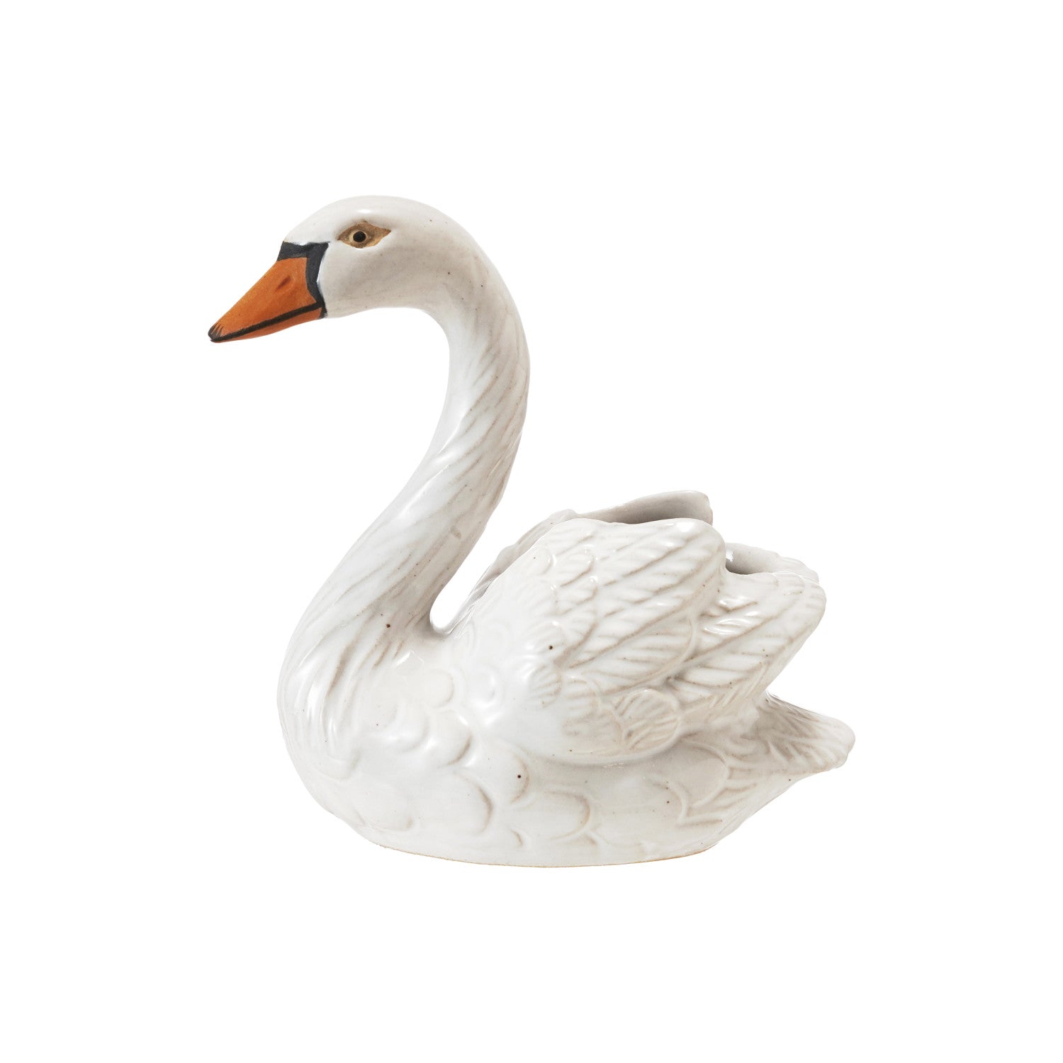 Stoneware Swan Shaped Toothpick Holder, White, Orange Color & Black ...